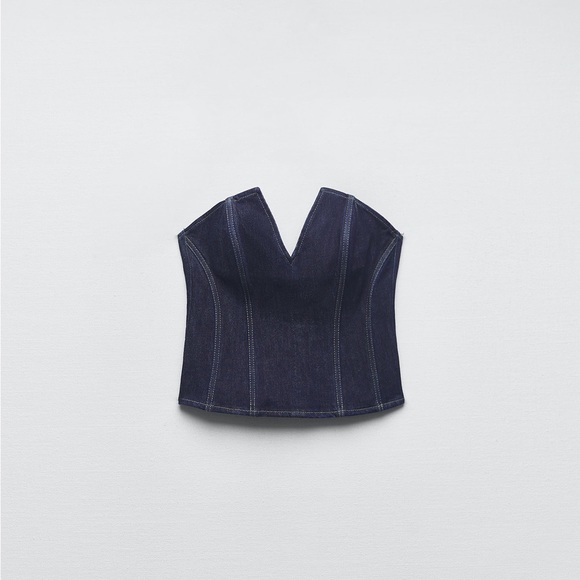 Zara | Tops | Zara Split Denim Corset | Poshmark